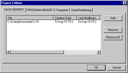 Setting EPROM, FLASH, EEPROM or Option files in your project - ST Visual Programmer Documentation