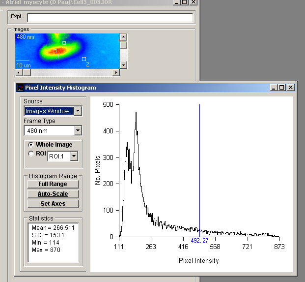 Pixel Intensity Histogram - WinFluor Documentation