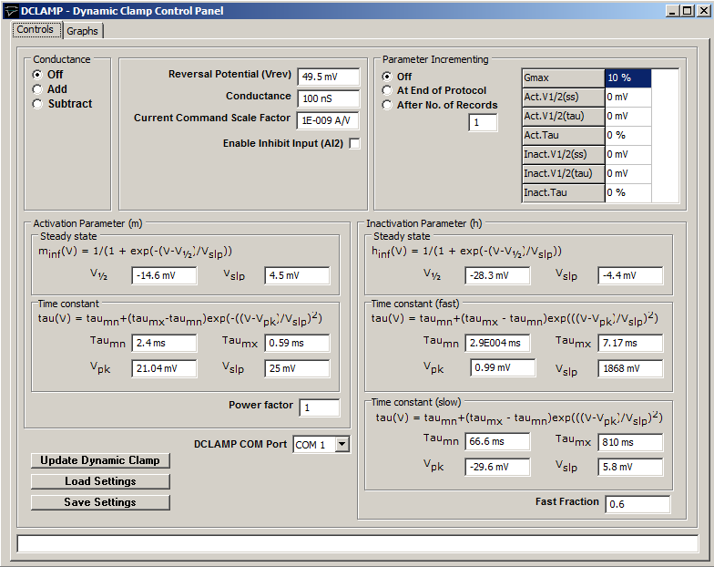 DCLAMP - Dynamic Clamp - WinWCP V5.3.8 Documentation