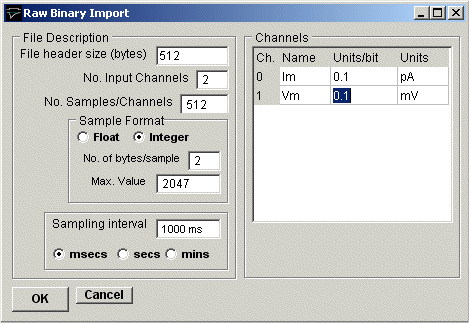 Importing from Raw Binary Data Files - WinWCP Documentation