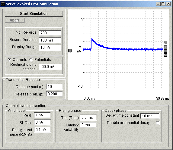 Nerve-evoked EPSC Simulation - WinWCP Documentation