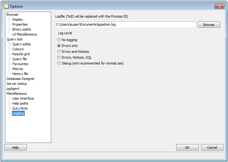 pgAdmin Miscellaneous Options - pgAdmin III Documentation