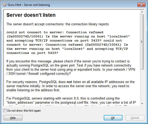 Connection errors - pgAdmin III Documentation