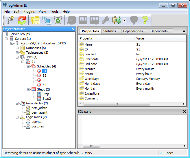 pgAgent Schedules - pgAdmin III Documentation